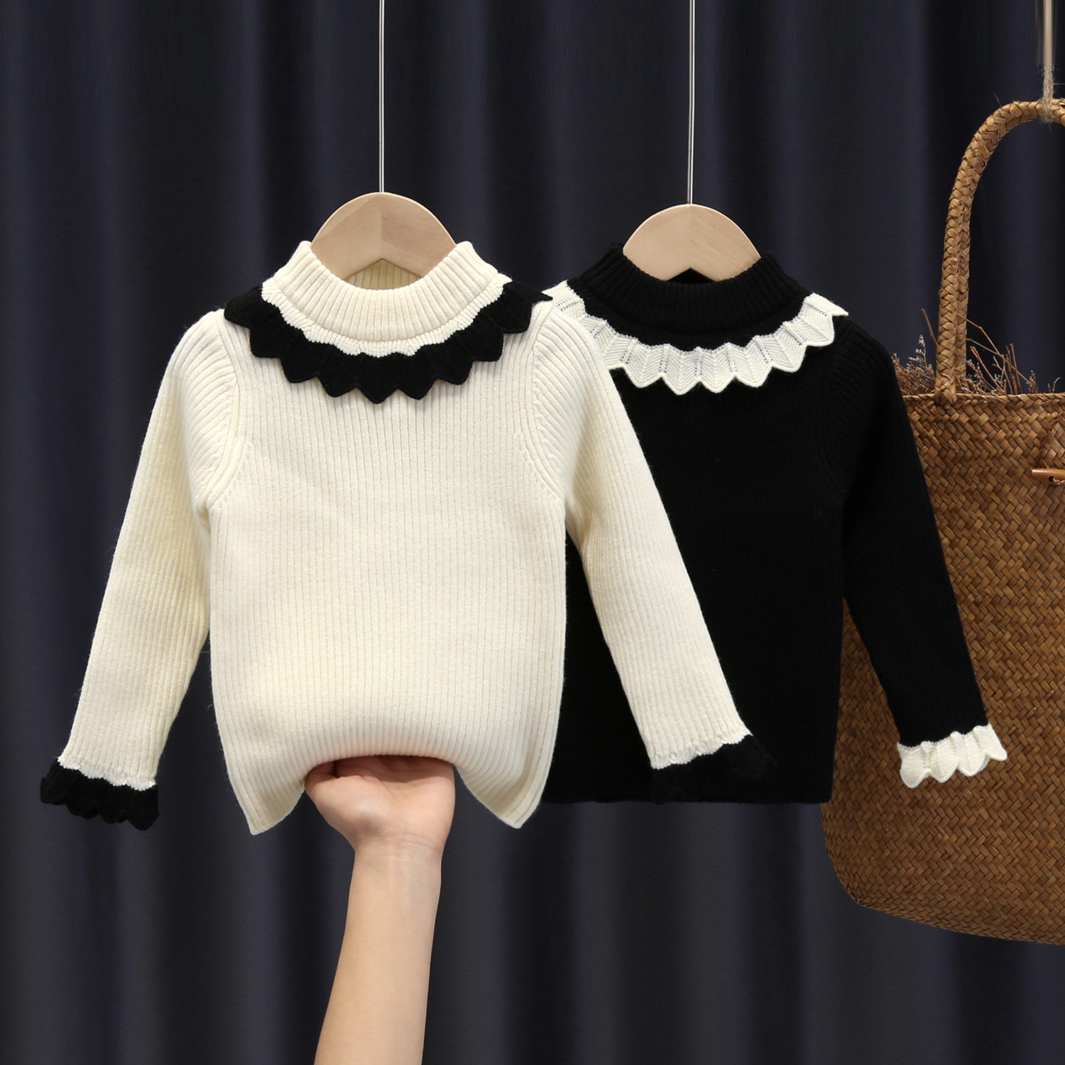 2023秋新作 韓国風子供服 キッズ服 ニット セーター 2色 80-120cm LENA 問屋・仕入れ・卸・卸売の専門【仕入れならNETSEA】