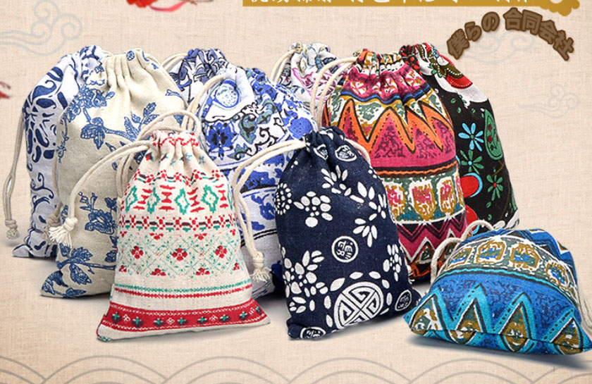 巾着袋 綿麻 収納袋 民族風 ジュエリーポーチ キャンディ 小分け袋 10*12CM 13*18CM 9色展開 | 卸売・ 問屋・仕入れの専門サイト【NETSEA】