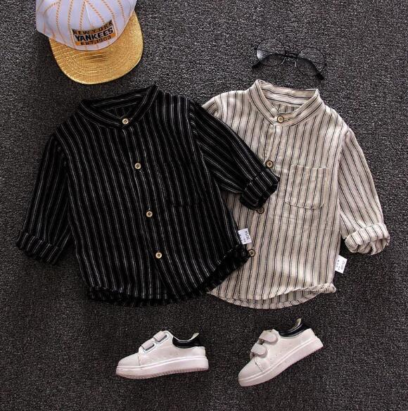 秋 男の子 シャツ ストライプ柄 子供服 長袖 カジュアル トップス 韓国子供服 長袖シャツ ONE MORE 問屋・仕入れ・卸・卸売の専門【仕入れならNETSEA】