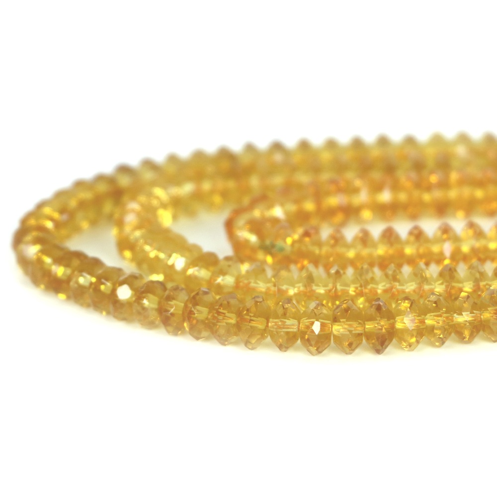 イエロークォーツ（合成水晶）【ボタンカット】4×8mm【天然石 ビーズ パワーストーン】 | 卸売・ 問屋・仕入れの専門サイト【NETSEA】