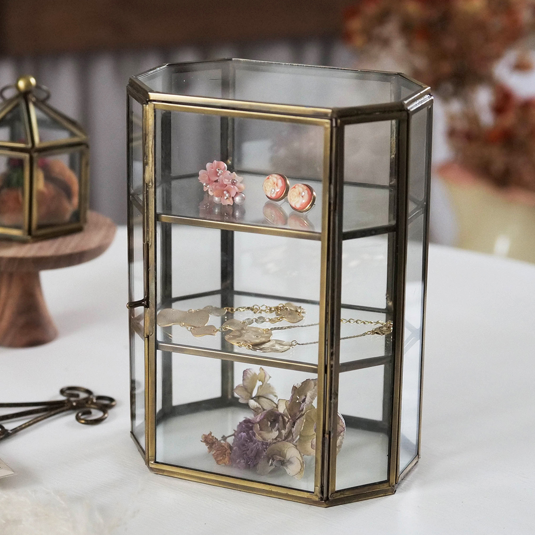 モロッカン ガラス3段コレクションBOX オクタゴン[小物入れディスプレイラックショーケース24AWaw] 株式会社 トモ・コーポレーション | 卸売・ 問屋・仕入れの専門サイト【NETSEA】
