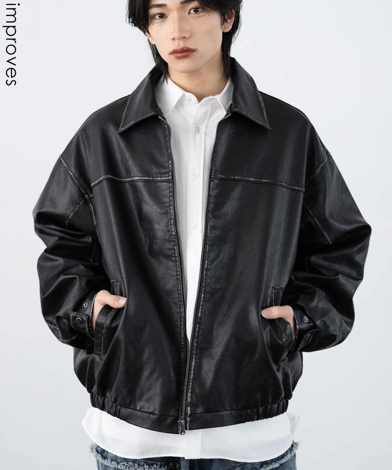 ビンテージ加工PUブルゾン 株式会社 インプローブス 問屋・仕入れ・卸・卸売の専門【仕入れならNETSEA】