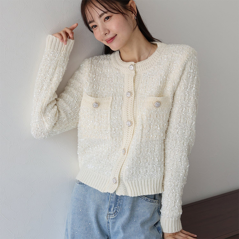 ANJIL☆2024秋冬シャネル風ニットキラキラカーディガン | 卸売・ 問屋・仕入れの専門サイト【NETSEA】