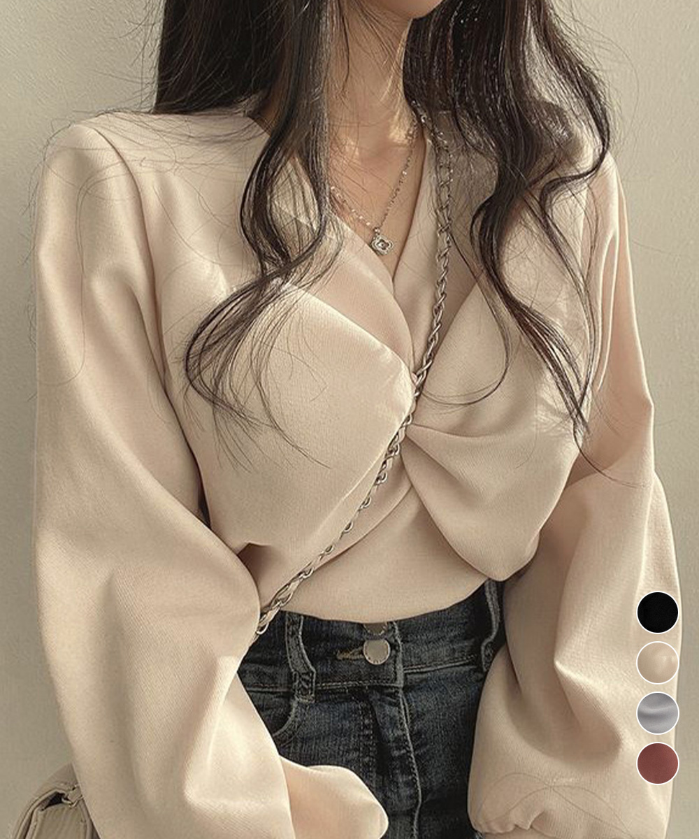 【日本倉庫即納】 フロントねじり シャツブラウス Vネック | 卸売・ 問屋・仕入れの専門サイト【NETSEA】