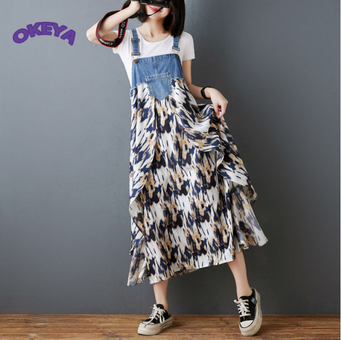 レディース服 ワンピース 切り替え サロペットワンピース デニム シフォン 可愛 夏新作 M#-3XL# | 卸売・ 問屋・仕入れの専門サイト【NETSEA】