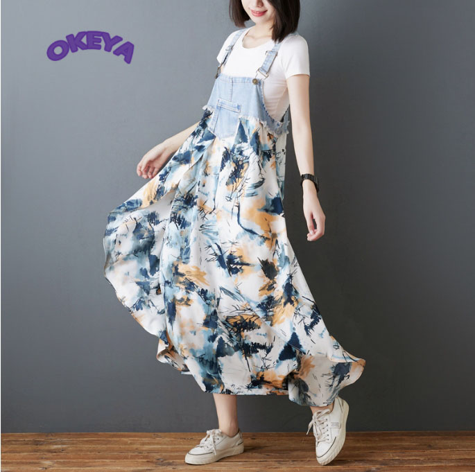 レディース服 ワンピース 切替 サロペットワンピース デニム シフォン カジュアル 夏新作 M#-3XL# | 卸売・ 問屋・仕入れの専門サイト【NETSEA】