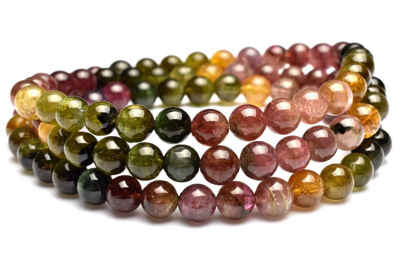 【1点物】カラフル MIXトルマリン 6mm 3連タイプ ブレスレット _M8000 | 卸売・ 問屋・仕入れの専門サイト【NETSEA】