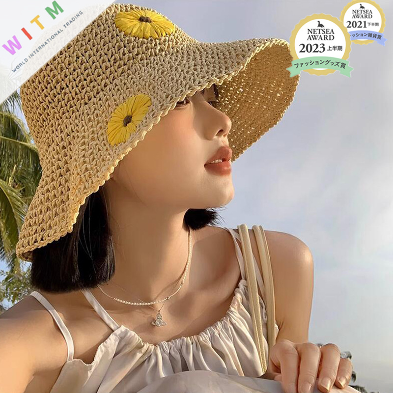 2025夏新作 麦わら帽子 小顔効果 花柄 草編み 紫外線対策 UVカット | 卸売・ 問屋・仕入れの専門サイト【NETSEA】