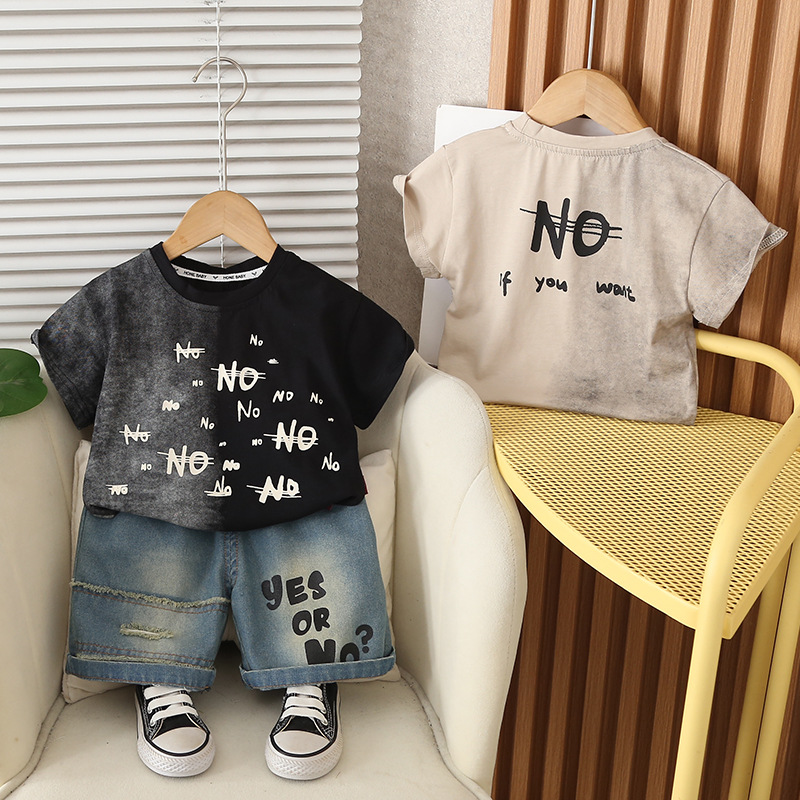 2025春夏子供服 シンプル ゆったり Tシャツ&ショートパンツ 2点セット 男女兼用 2色展開[80~120cm] | 卸売・ 問屋・仕入れの専門サイト【NETSEA】