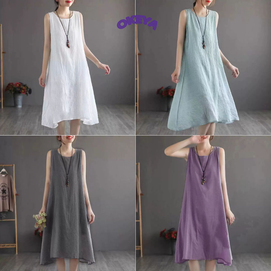 2025年夏新作 レディース服 韓国風 Aライン ロングワンピース ノースリーブ 綿麻 M#-3XL# | 卸売・ 問屋・仕入れの専門サイト【NETSEA】