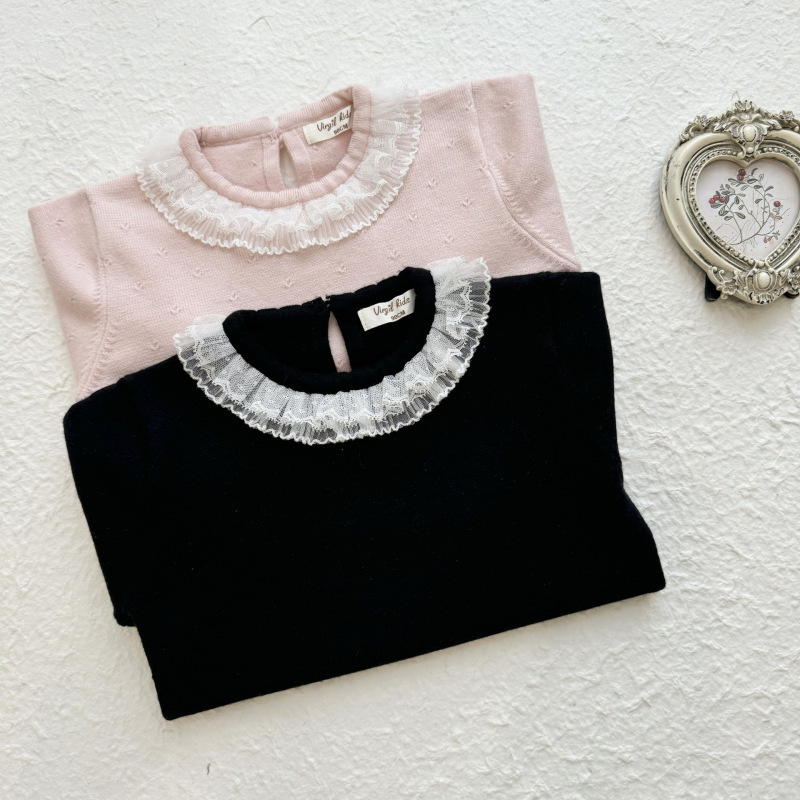 子供服 90~140cm キッズニットトップス レース パフスリーブ 秋FW新作 韓国子供服 | 卸売・ 問屋・仕入れの専門サイト【NETSEA】