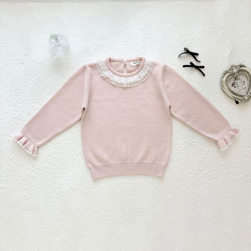 子供服 90~140cm キッズニットトップス レース パフスリーブ 秋FW新作 韓国子供服 | 卸売・ 問屋・仕入れの専門サイト【NETSEA】