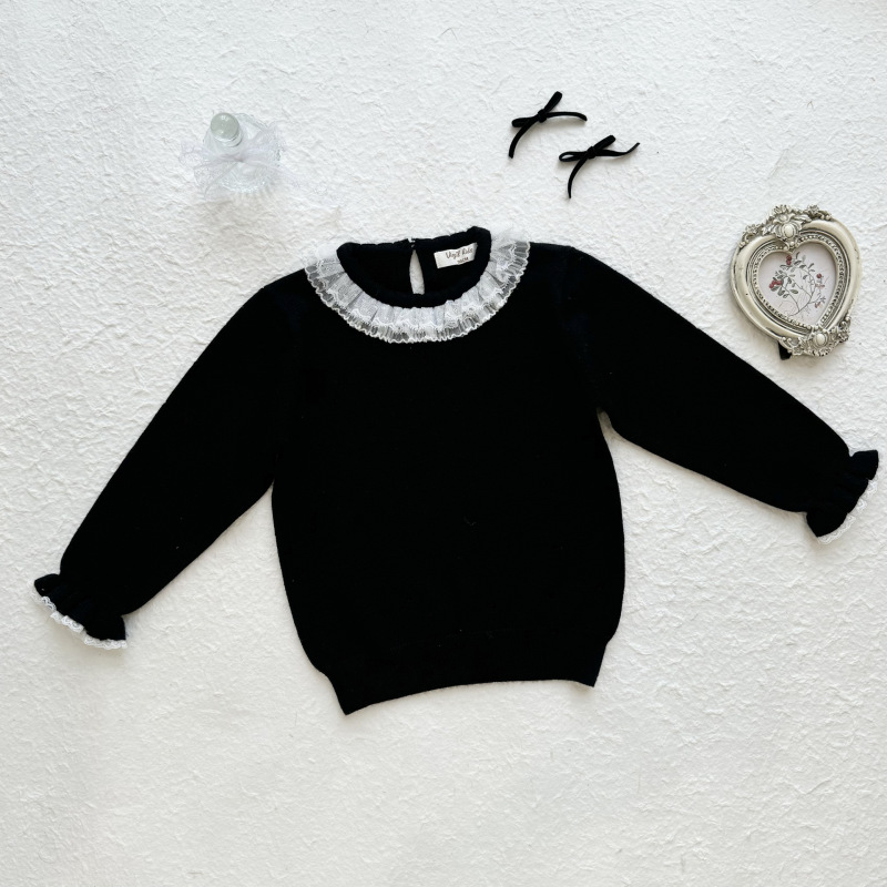 子供服 90~140cm キッズニットトップス レース パフスリーブ 秋FW新作 韓国子供服 | 卸売・ 問屋・仕入れの専門サイト【NETSEA】