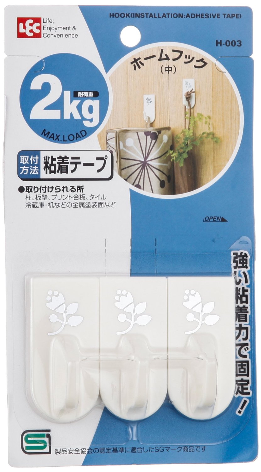レック ホームフック ホワイト 中 3個入り H-003 （フック） 株式会社サンプラス 問屋・仕入れ・卸・卸売の専門【仕入れならNETSEA】