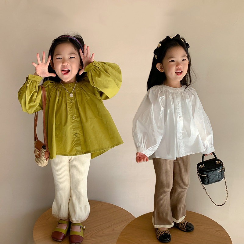 2023春新作 ins 韓国風子供服 キッズ服 女の子 長袖 トップス シャツ ブラウス 2色 80-130cm LENA 問屋・仕入れ・卸・卸売の専門【仕入れならNETSEA】