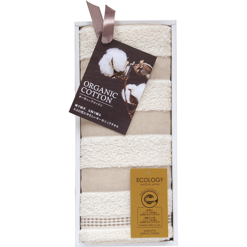 泉州オーガニック フェイスタオル1P（エコマーク認定） ベージュ TNI0553511 株式会社 八大 問屋・仕入れ・卸・卸売の専門【仕入れならNETSEA】