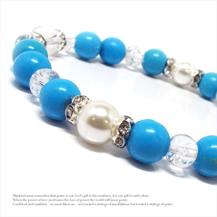 天然石 シェルパール ターコイズブルー 水晶 ブレスレット 《SION 天然石 パワーストーン》 | 卸売・ 問屋・仕入れの専門サイト【NETSEA】