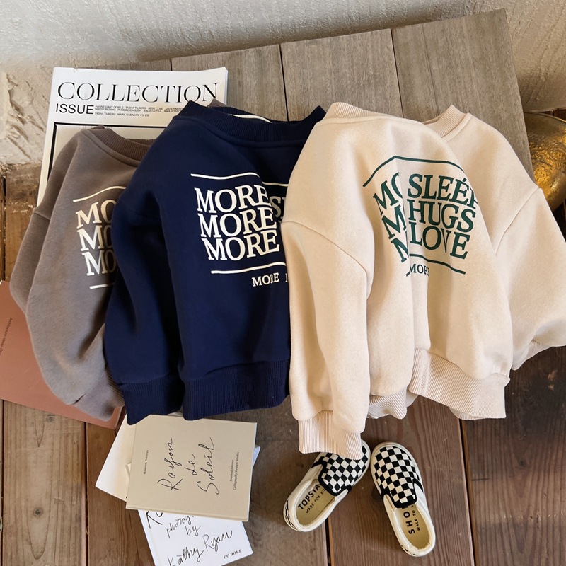 ins 秋冬新作 子供服 裏起毛 パーカー 厚手 英字 ゆったり カジュアル トップス 男女兼用 ONE MORE 問屋・仕入れ・卸・卸売の専門【仕入れならNETSEA】