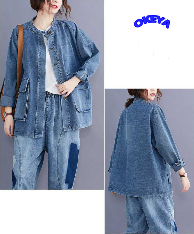2024年秋冬新作 レディース服 トップス ジャケット デニム 無地 カジュアル ゆったり L#-XL# 個人事業主 OKEYA 問屋・仕入れ・卸・卸売の専門【仕入れならNETSEA】