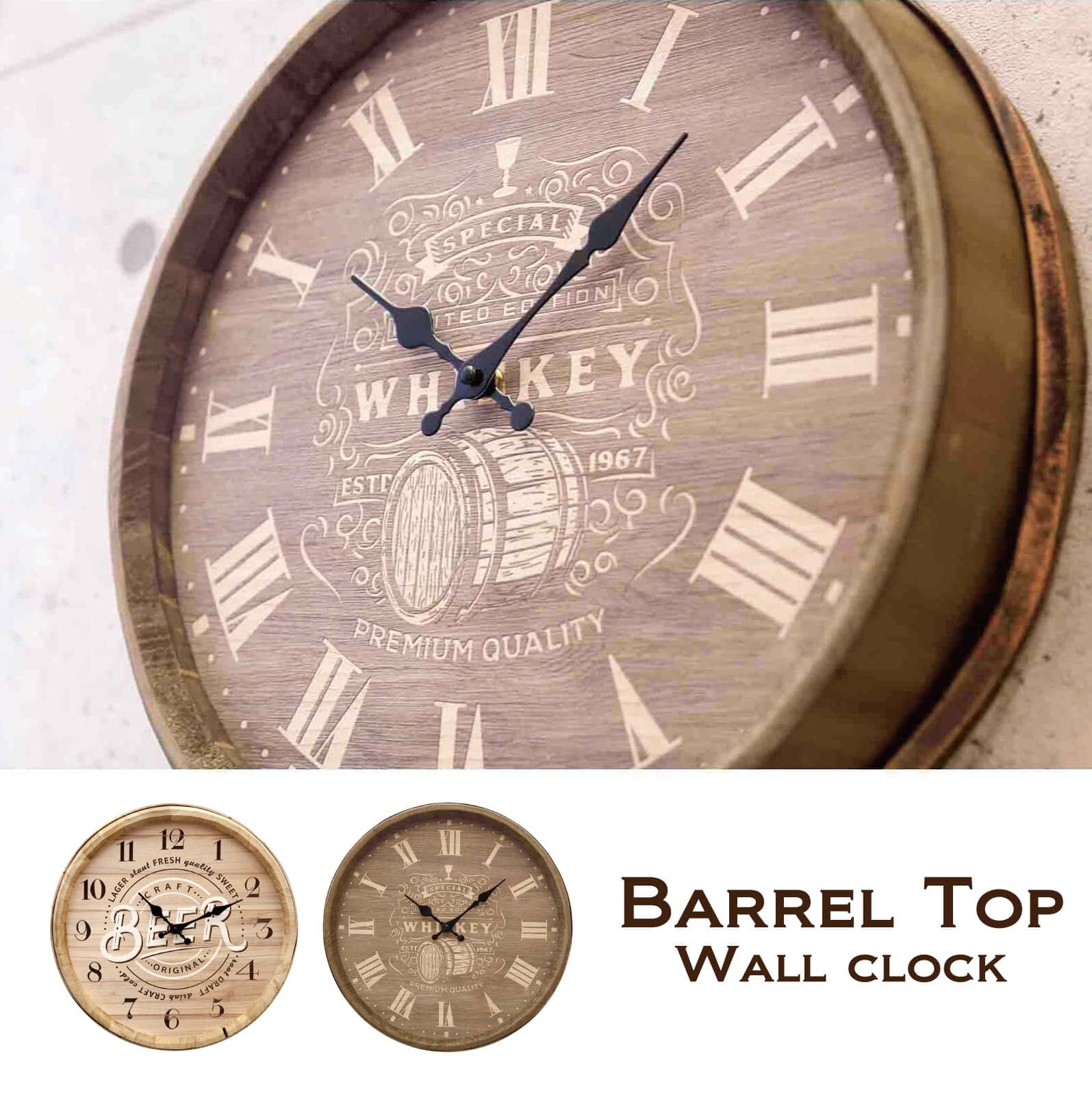 壁掛時計 バレルトップウォールクロック WHISKEY BTWC19002 雑貨のFULTAC（フルタック） | 卸売・ 問屋・仕入れの専門サイト【NETSEA】