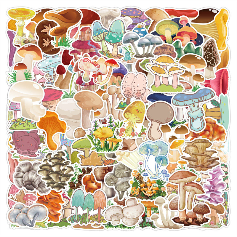100枚入 きのこのステッカー キノコ ステッカー 手帳素材 防水 スケートボード ステッカー MUGI 優品 問屋・仕入れ・卸・卸売の専門【仕入れならNETSEA】