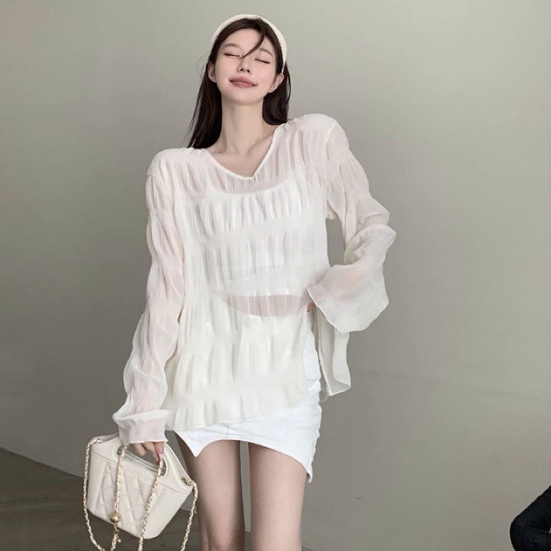 トップス シャツ ブラウス レース Vネック フレア袖 ラッパ袖 長袖 レディース 合同会社 Jams 問屋・仕入れ・卸・卸売の専門【仕入れならNETSEA】