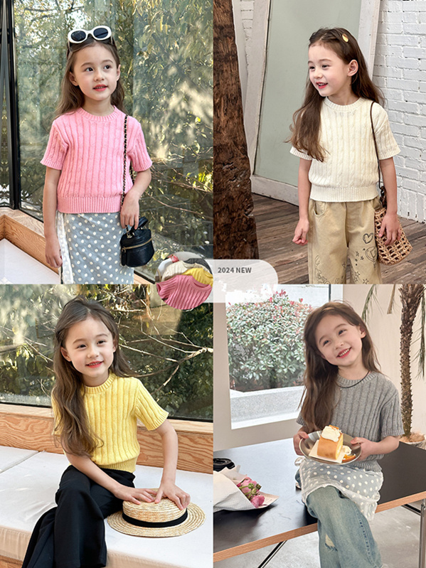 2024新品★子供服★キッズ ニット 半袖 トップス 90-150CM★4色 Himawari 問屋・仕入れ・卸・卸売の専門【仕入れならNETSEA】