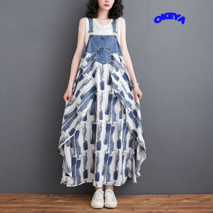 レディース服 サロペット オーバーオール ワンピース デニム+シフォン 切り替え M#-3XL# 個人事業主 OKEYA | 卸売・ 問屋・仕入れの専門サイト【NETSEA】