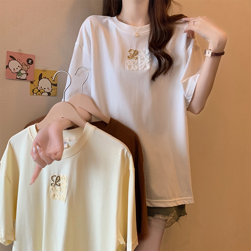 【予約223770】2024春夏新作 韓国風 レディース 女 着痩せ 半袖 刺繍 丸首 Tシャツ トップスM L LL 3L | 卸売・ 問屋・仕入れの専門サイト【NETSEA】