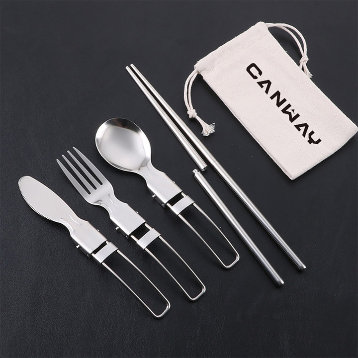 CANWAY カトラリーセット 折りたたみ コンパクト 4点セット フォーク/スプーン/ナイフ/箸 AIRKEY商事 合同会社 問屋・仕入れ ...