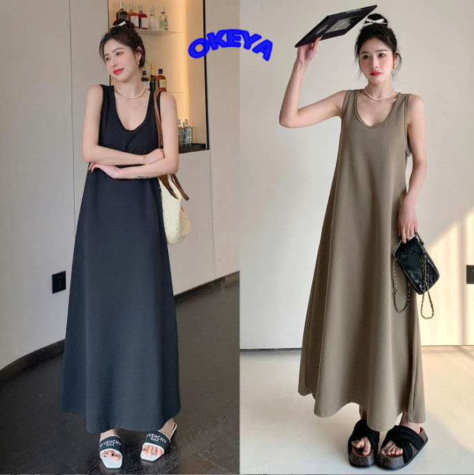 ワンピース ロングワンピース ノースリーブ ベストワンピース 無地 シンプル 2色展開 L#-4XL# | 卸売・ 問屋・仕入れの専門サイト【NETSEA】