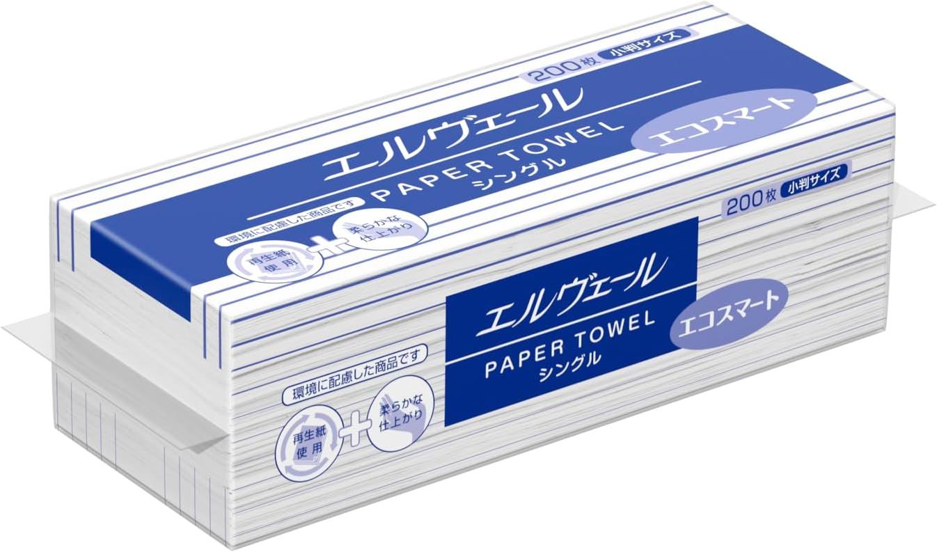 エルヴェール ペーパータオル エコスマートシングル 小判 200枚入 | 卸売・ 問屋・仕入れの専門サイト【NETSEA】