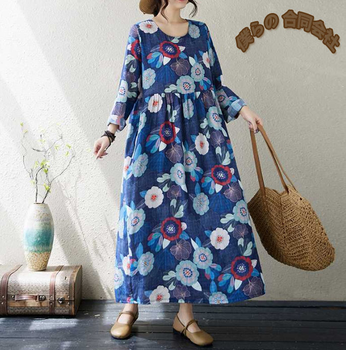 2024年春秋新作 レディース服 韓国風 ワンピース 花柄デザイン 長袖 ロングワンピース XL#-3XL＃ | 卸売・ 問屋・仕入れの専門サイト【NETSEA】