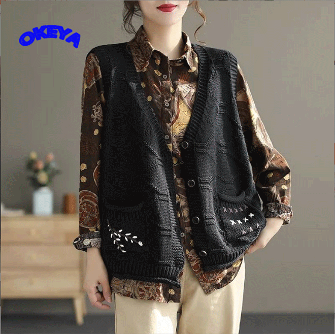 2024年秋冬新作 レディース服 トップス ベスト 刺繍 前開き vネック エレガント 5色展開 個人事業主 OKEYA | 卸売・ 問屋・仕入れの専門サイト【NETSEA】