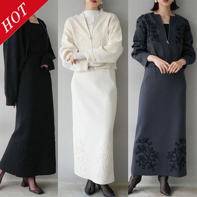 ANJIL☆2024秋冬AW カジュアル 厚手ニットカーディガン＆スカート2点セット | 卸売・ 問屋・仕入れの専門サイト【NETSEA】