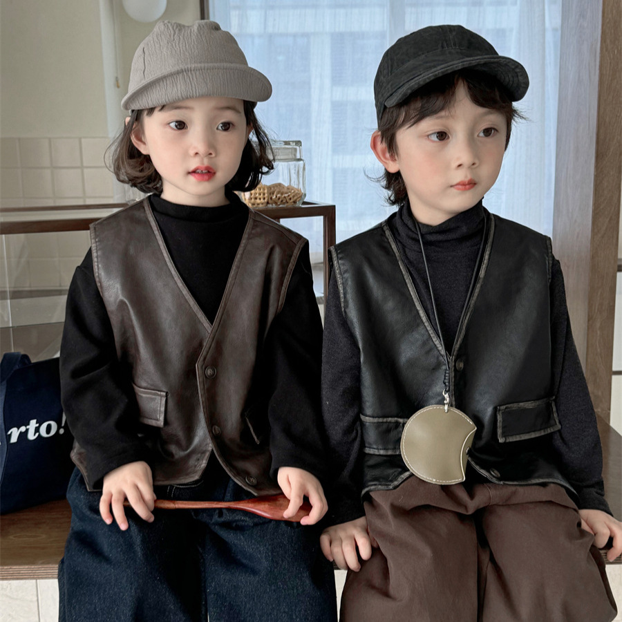 子供服 80~140cm キッズベスト PUチョッキ 男女兼用 韓国キッズ服 | 卸売・ 問屋・仕入れの専門サイト【NETSEA】