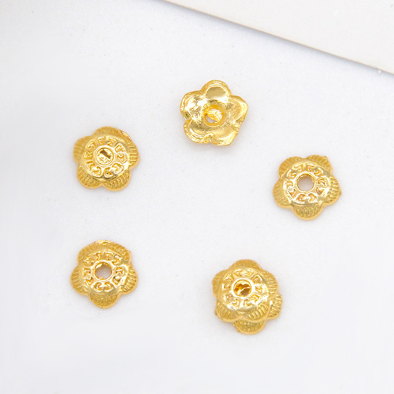 18k真金色diy金属立体真金ビーズ五葉花托6mm | 卸売・ 問屋・仕入れの専門サイト【NETSEA】
