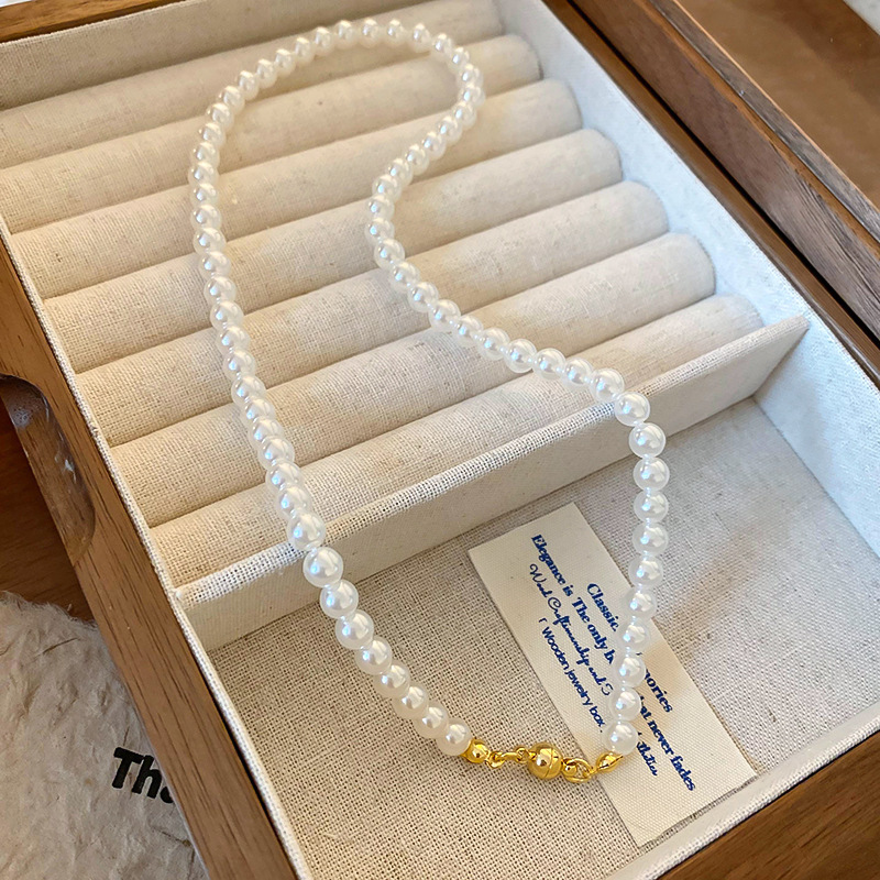 フレンチスタイル 白色 6mm 磁吸 長い パール ネックレス | 卸売・ 問屋・仕入れの専門サイト【NETSEA】