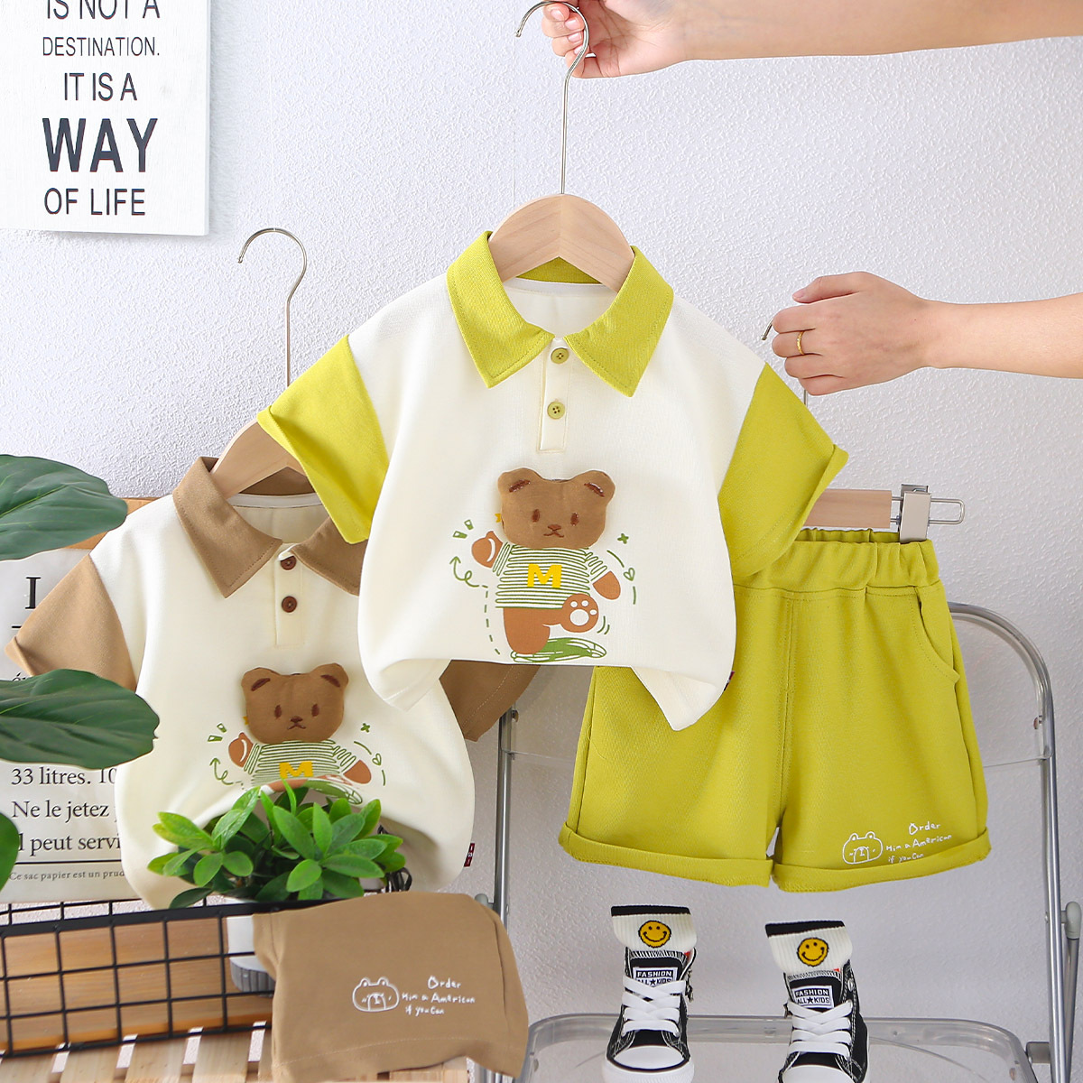 2025春夏子供服 シンプル ゆったり Tシャツ&ショートパンツ 2点セット 男女兼用 2色展開[80~120cm] | 卸売・ 問屋・仕入れの専門サイト【NETSEA】