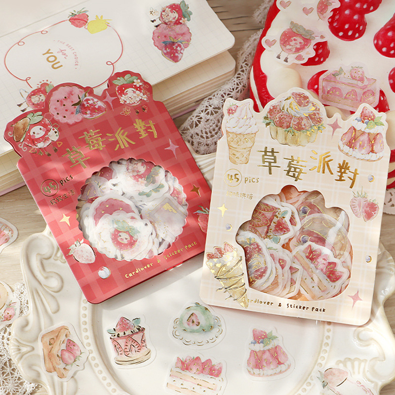 45枚入 いちごのステッカー ポケット素材 和紙 ステッカー 可愛い いちごシリーズ 雑貨 | 卸売・ 問屋・仕入れの専門サイト【NETSEA】