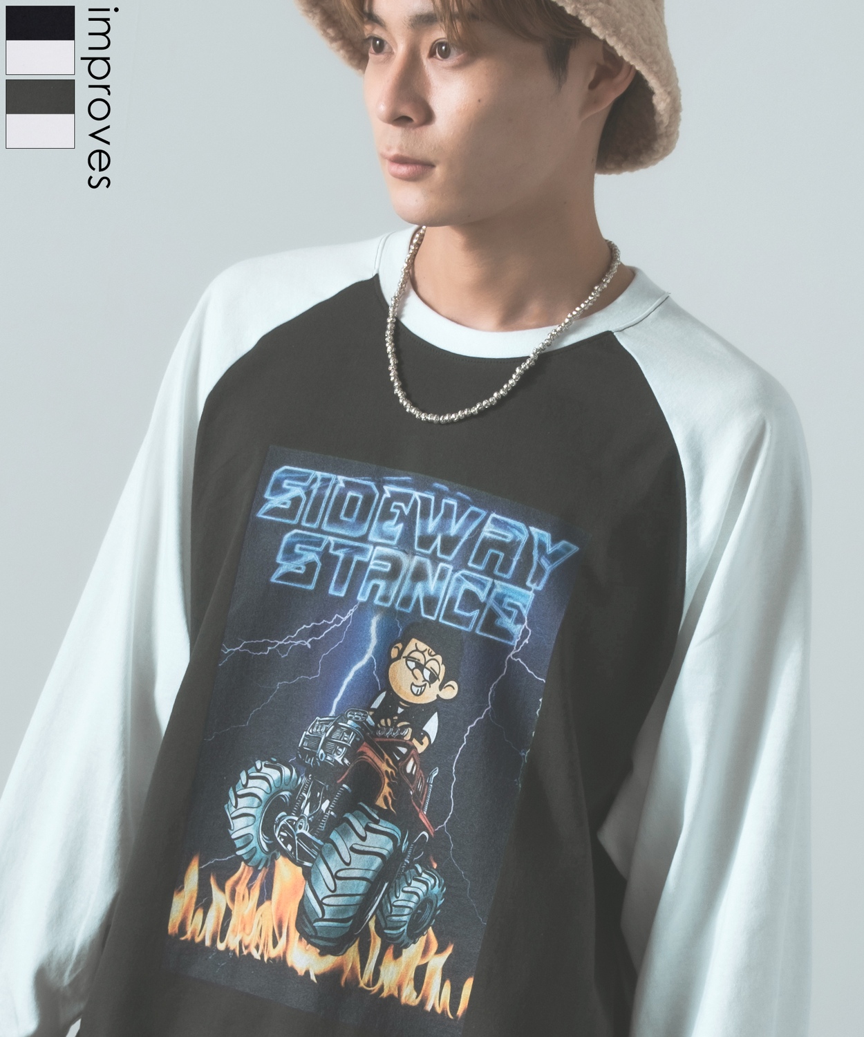 【SIDEWAYSTANCE】プリント長袖ラグランTシャツ 株式会社 インプローブス 問屋・仕入れ・卸・卸売の専門【仕入れならNETSEA】
