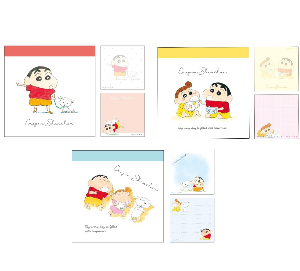 クレヨンしんちゃん 3連スクエアミニメモ 水彩画しんちゃん KS-5543486SS 雑貨のFULTAC（フルタック） 問屋・仕入れ・卸・卸売の専門【仕入れならNETSEA】