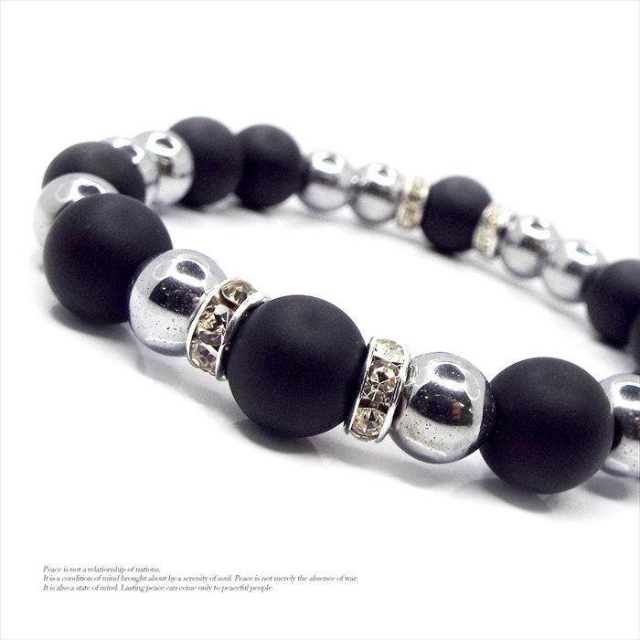 天然石 マットオニキス シルバーヘマタイト パワーストーンブレスレット 《SION 天然石 パワーストーン》 | 卸売・ 問屋・仕入れの専門サイト【NETSEA】