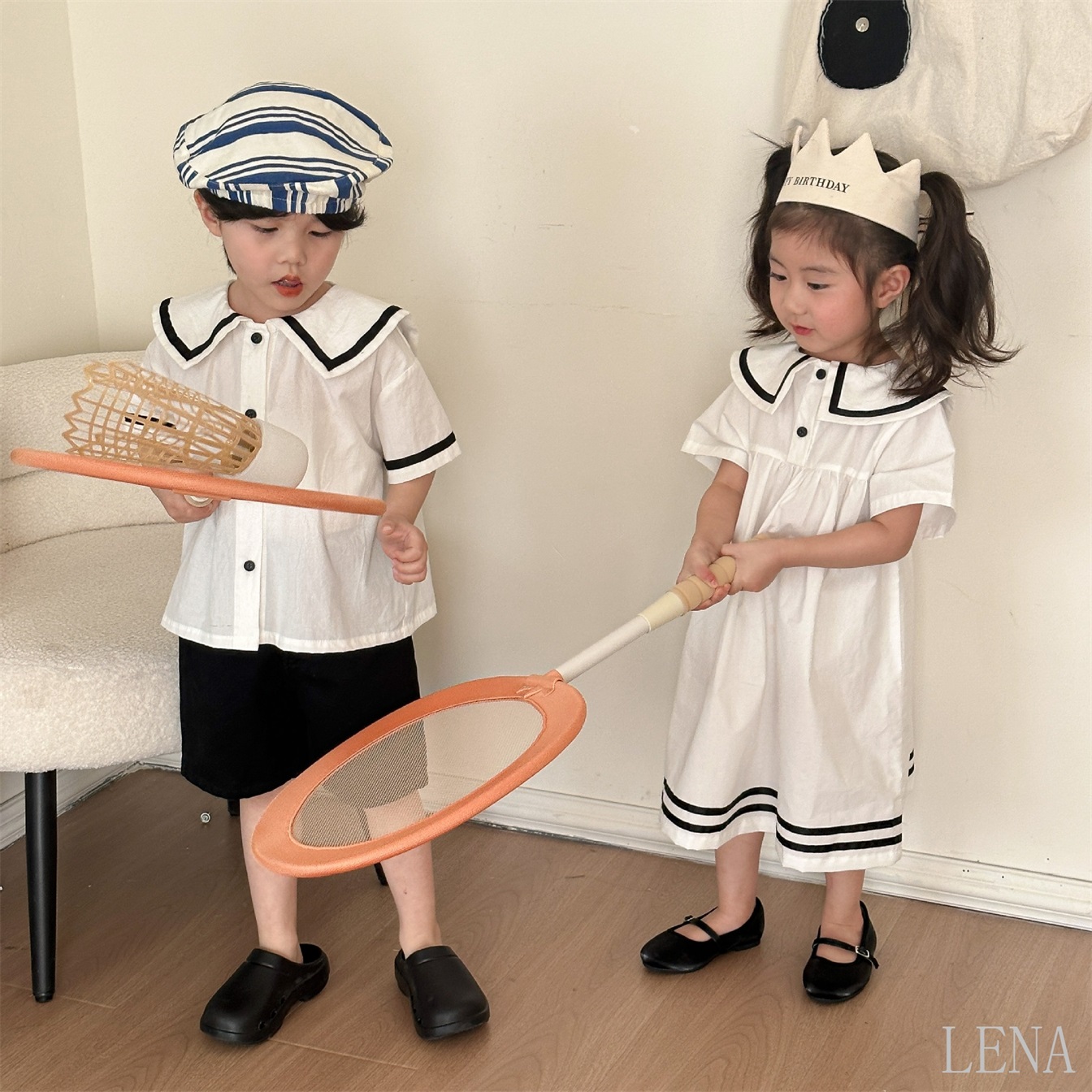 2024夏新作 ins 韓国風子供服 ワンピース トップス + ズボン 2点セット 2色 80-150cm LENA 問屋・仕入れ・卸・卸売の専門【仕入れならNETSEA】