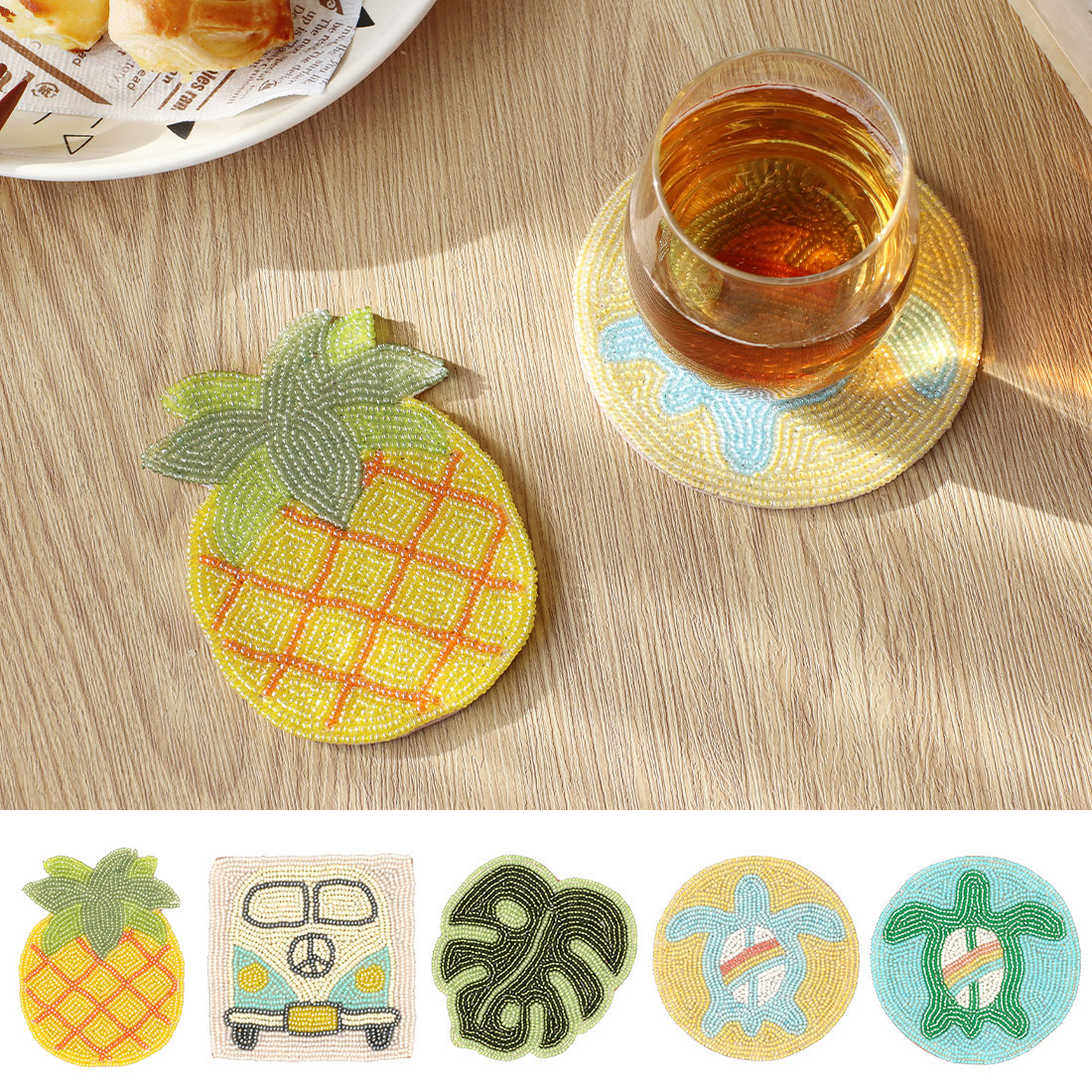 ビーズコースター[キッチンパイナップルサーフバンモンステラホヌ亀カメトロピカルマリンフラハワイ24SS] 株式会社 トモ・コーポレーション ...