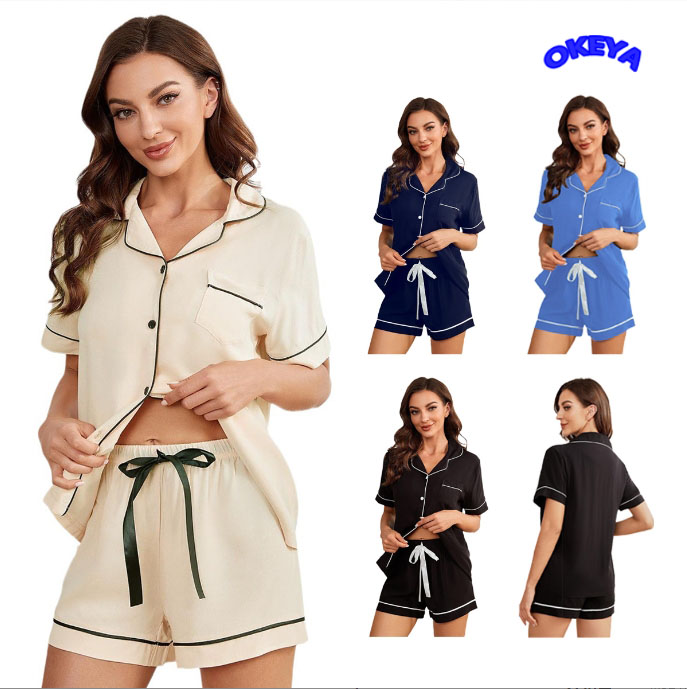 パジャマ ルームウェア 部屋着 寝巻き 寝間着 ナイトウェア レディース 半袖 上下セット S#-XL# 個人事業主 OKEYA 問屋・仕入れ・卸・卸売の専門【仕入れならNETSEA】