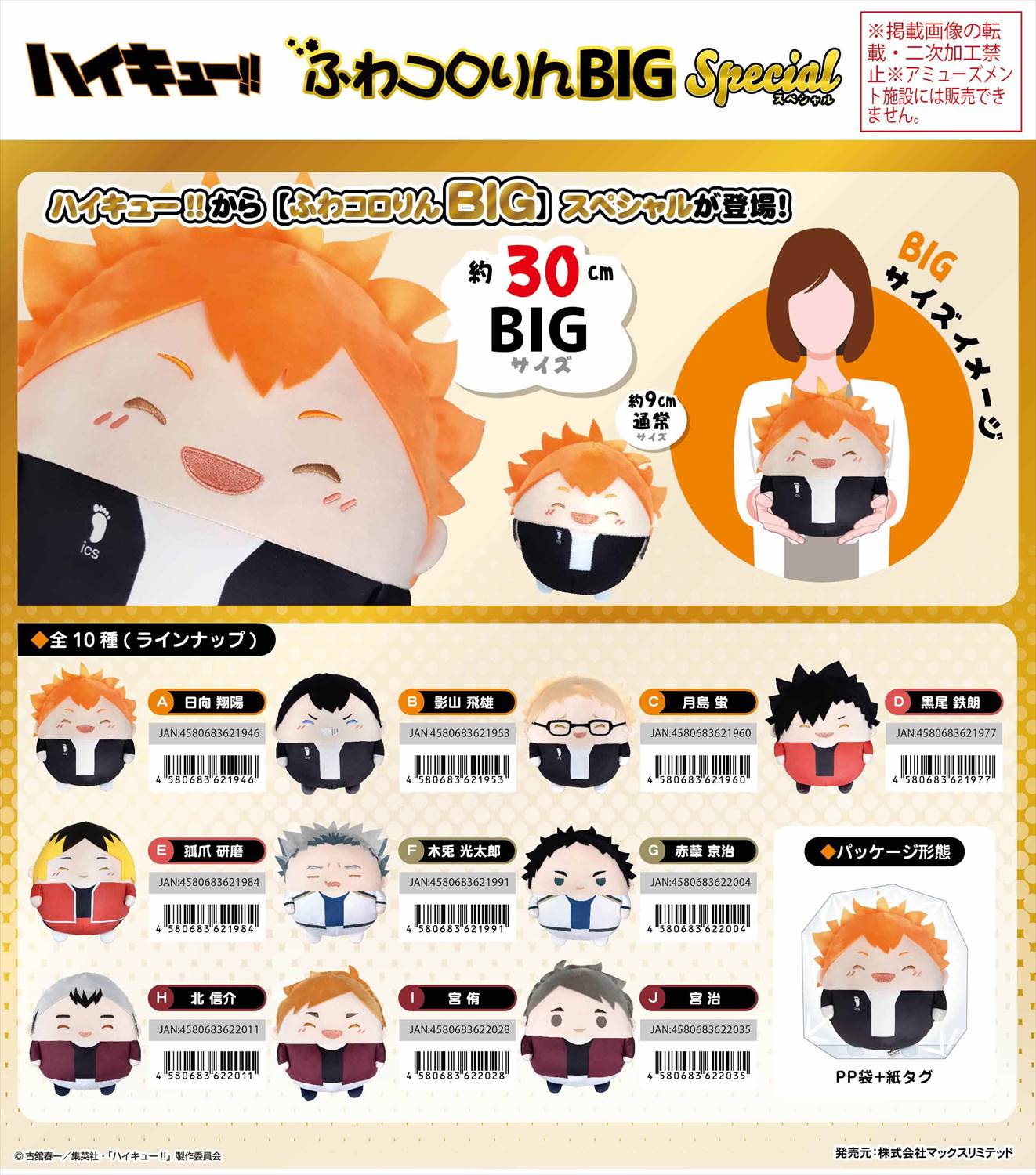 【予約品】ハイキュー!! ふわコロりんBIGスペシャル《 5/29(水) 予約〆切り》 株式会社 ブライエンタープライズ 問屋・仕入れ・卸・卸売の専門【仕入れならNETSEA】