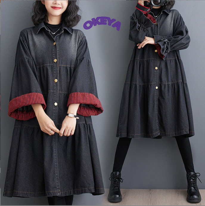 2024年秋冬新作 レディース服 ワンピース ゆったり ロングコート デニム Aライン 韓国風 M#-2XL# | 卸売・ 問屋・仕入れの専門サイト【NETSEA】