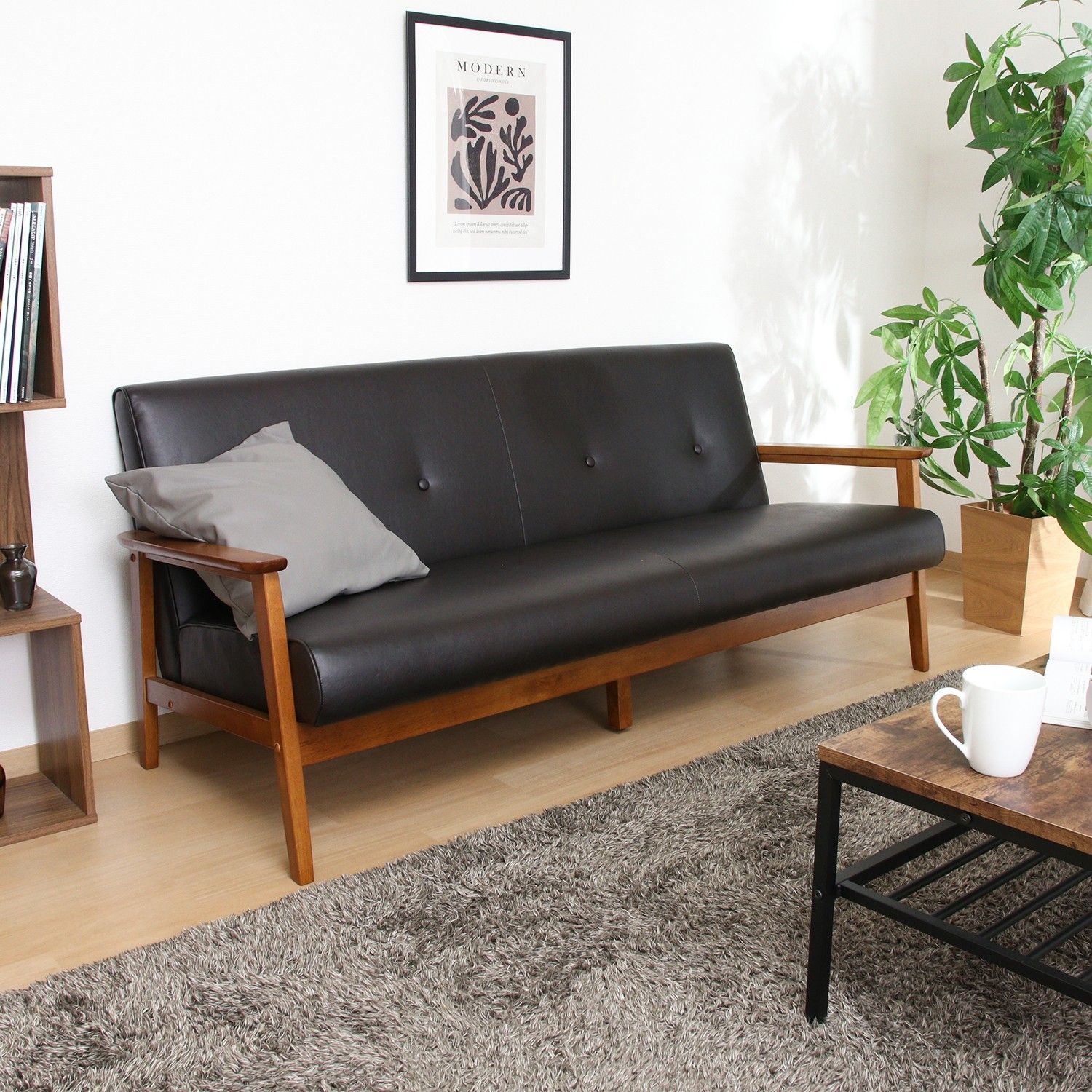 バイキャストPUソファ ミート 3P DBR | 卸売・ 問屋・仕入れの専門サイト【NETSEA】