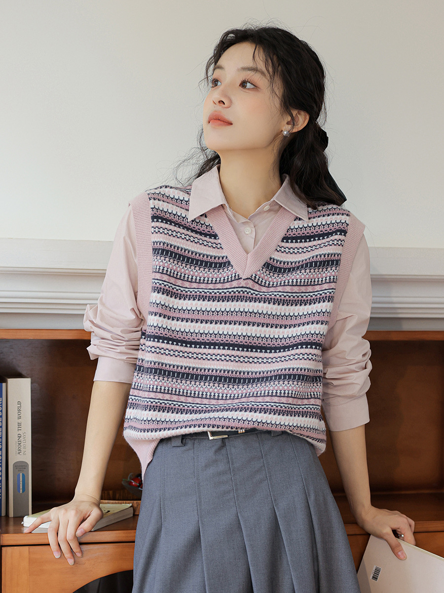 2024新作 春服 トップス ニット ベスト シャツ 偽二枚 レディース 長袖 無地 ポロネック フリーサイズ | 卸売・ 問屋・仕入れの専門 ...